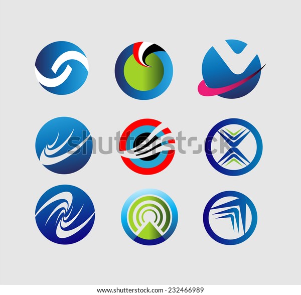 Collection Round Logo Symbol Stock Vector (Royalty Free) 232466989 ...