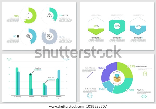 Collection Round Pie Charts Bar Graphs Stock Vector (Royalty Free ...