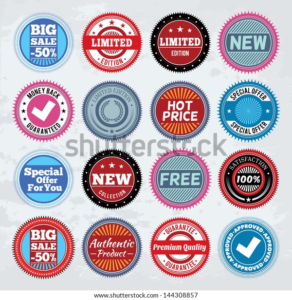 Collection Round Promotion Badges Eps8 Stock Vector (Royalty Free ...