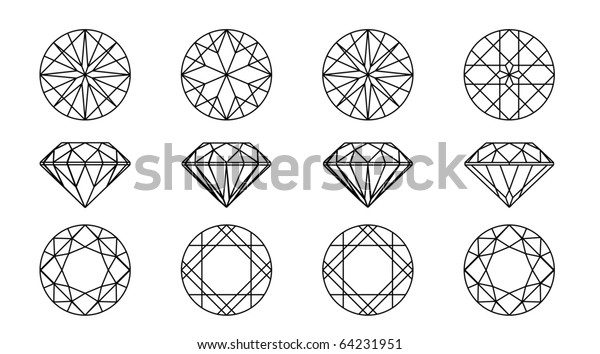 Collection Round Shapes Gemstone Against White Stock Vector (Royalty ...