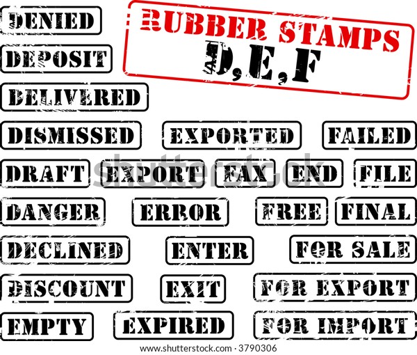 Collection Rubber Stamps Words Beginning Letter Stock Vector (Royalty ...
