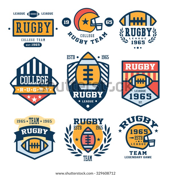 Collection Rugby Club Emblems Flat Design Stock Vector (Royalty Free ...