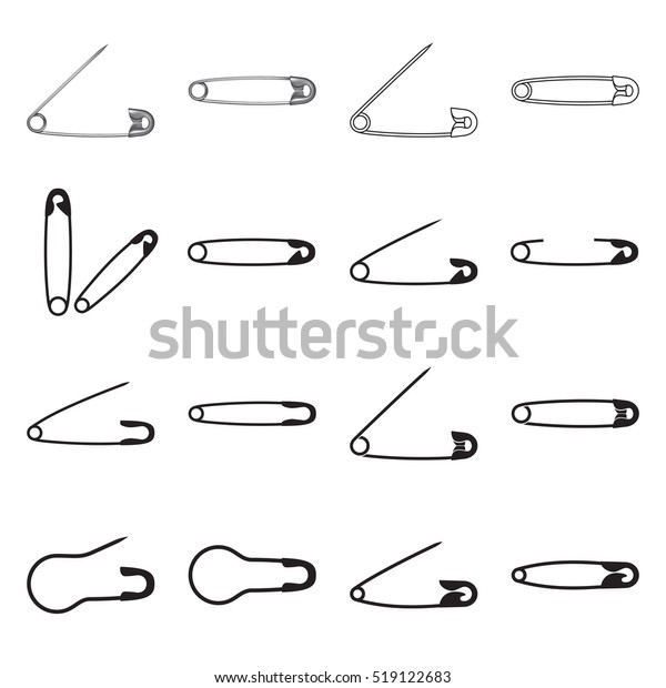 Collection Safety Pin Icons Plus Realistic Stock Vector (Royalty Free ...
