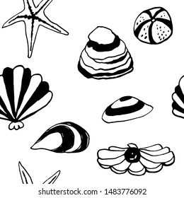 Collection Sea Shell Ink Doodles On Stock Vector (Royalty Free ...