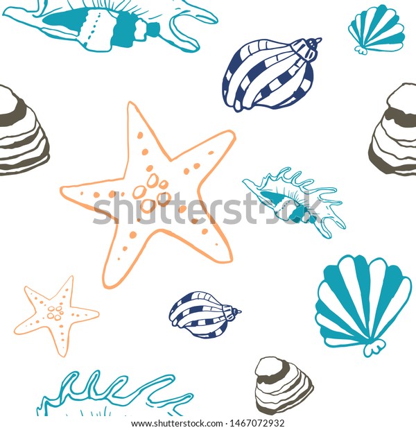 Collection Sea Shell Ink Doodles On Stock Vector (Royalty Free ...