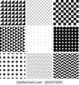 Collection Seamless Black White Geometric Patterns Stock Vector ...