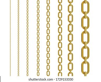 Collection Seamless Metal Chains Colored Golden Stock Vector (Royalty ...