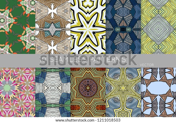 Collection Seamless Patterns Abstract Design Elements Stock Vector ...