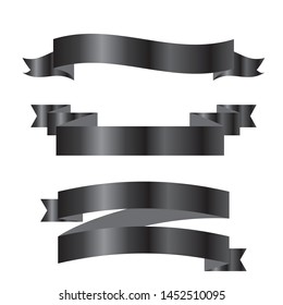 Collection Set Black Ribbon Tapes Isolated Stock Vector (Royalty Free ...