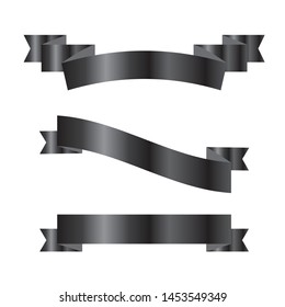 Collection Set Black Ribbon Tapes Isolated Stock Vector (Royalty Free ...
