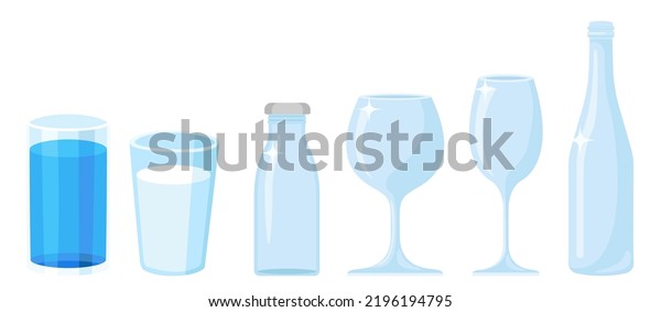 Collection Set Cartoon Glass Bottle Cup Stock Vector (Royalty Free ...