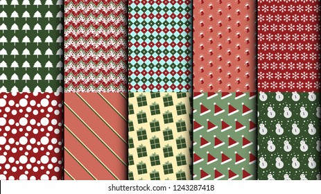 Collection Set Christmas Abstract Patterns Stock Vector (Royalty Free ...