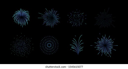 Collection Set Eight Fireworks Vectors Icons Stock Vector (Royalty Free ...