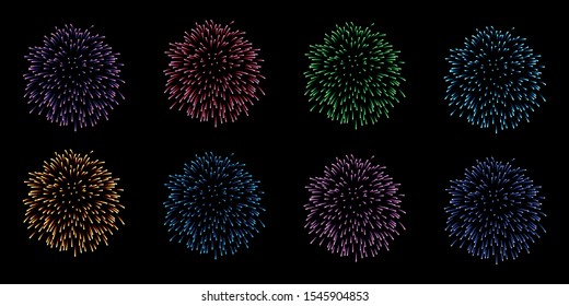 Collection Set Eight Fireworks Vectors Icons Stock Vector (Royalty Free ...