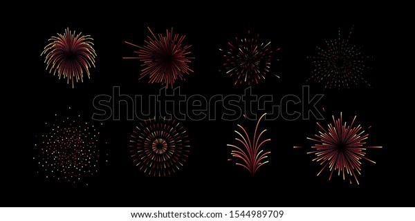 Collection Set Eight Fireworks Vectors Icons Stock Vector (Royalty Free ...