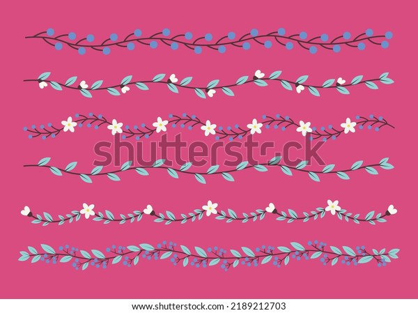 Collection Set Flora Divider Flower Foliage Stock Vector (Royalty Free ...