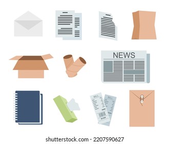 Collection Set Garbage Paper Trash Object: เวกเตอร์สต็อก (ปลอดค่า ...