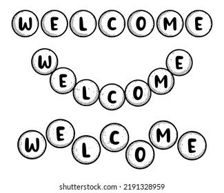 Collection Set Hand Drawn Welcome Typography Stock Vector (Royalty Free ...