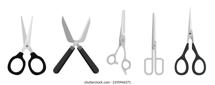 Collection Set Isolated Cartoon Scissors Object Stock Vector (Royalty ...