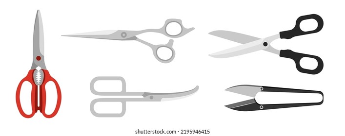 Collection Set Isolated Cartoon Scissors Object Stock Vector (Royalty ...
