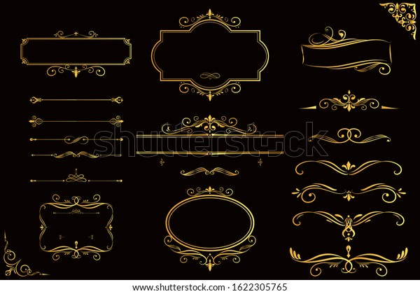 Collection Set Label Ornament Vector Illustration Stock Vector (Royalty ...