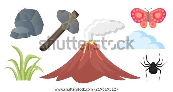 Collection Set Nature Cartoon Objects Grass Stock Vector (Royalty Free ...