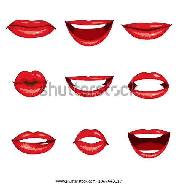 Collection Set Nine Different Red Lips: เวกเตอร์สต็อก (ปลอดค่าลิขสิทธิ์ ...