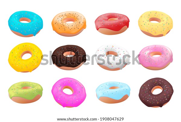 Collection Set Realistic 3d Sweet Tasty Stock Vector (Royalty Free ...