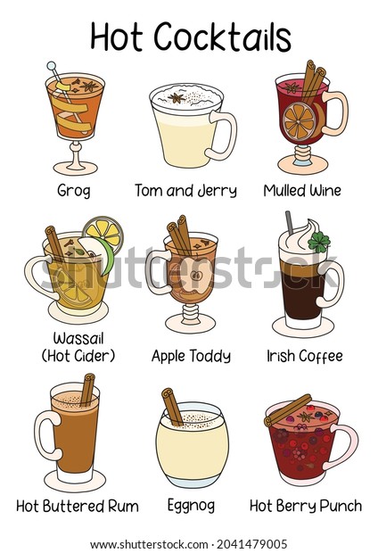 Collection Set Traditional Hot Warm Cocktails Stock Vector (Royalty ...