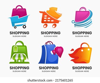 Collection Shopping Logos Such Shopping Stores Stock Vector (Royalty ...