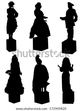 Collection Silhouettes Live Statues Stock Vector (Royalty Free ...