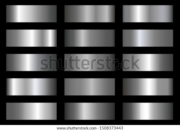 Collection Silver Metallic Gradient Metallic Swatches Stock Vector ...