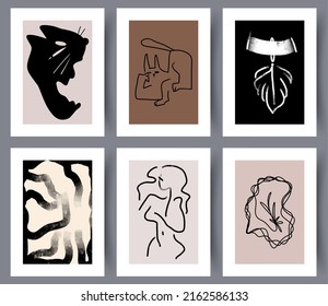 Collection Simple Abstract Modern Printable Artworks Stock Vector ...