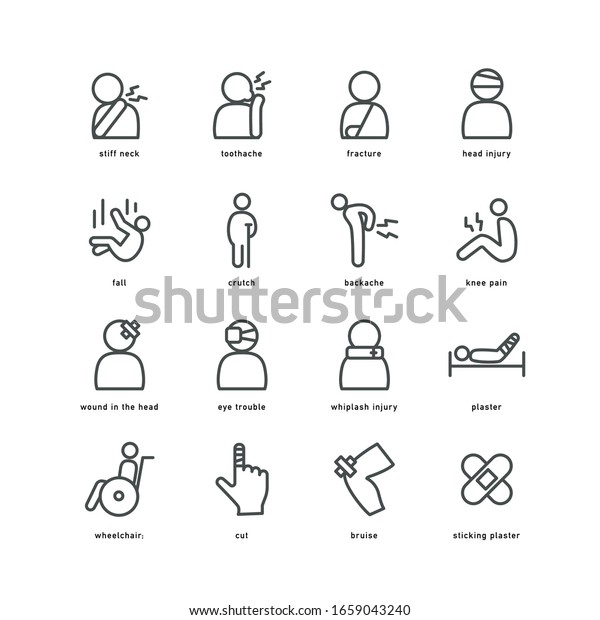 Collection Simple Injury Icons Stock Vector (Royalty Free) 1659043240 ...