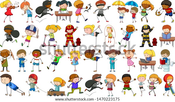 Collection Simple Kids Illustration Stock Vector (Royalty Free ...