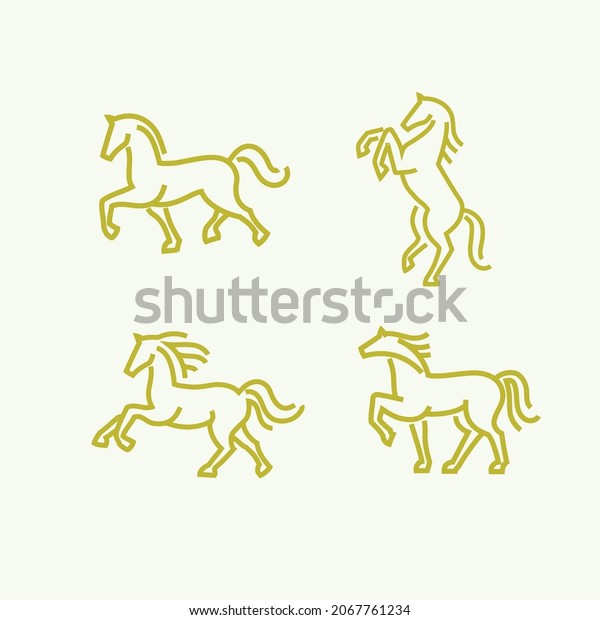 Collection Simple Outline Horse Logo Vector Stock Vector (Royalty Free ...