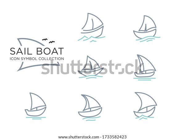 Collection Simple Sailboat Dhow Ship Line Stock Vector (Royalty Free ...