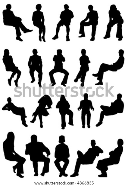 Collection Sitting People Vector 스톡 벡터(로열티 프리) 4866835