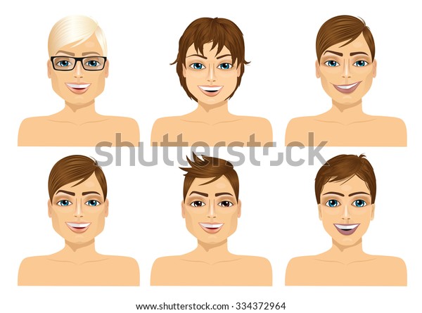Collection Six Handsome Caucasian Men Faces Stock Vector (Royalty Free ...