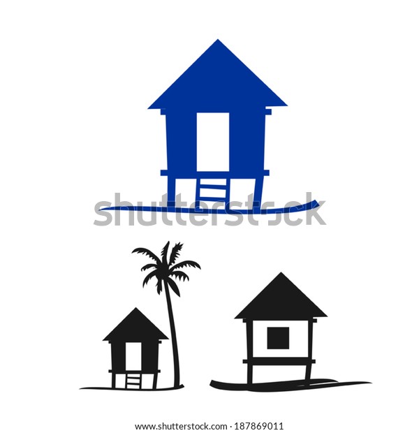 Collection Small Hut Icons On White: vector de stock (libre de regalías ...