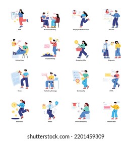Collection Social Activities Flat Illustrations Stock Vector (Royalty ...