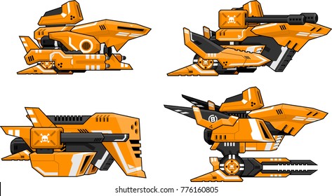 Collection Space Ships 2d Side Scrolling: vector de stock (libre de ...