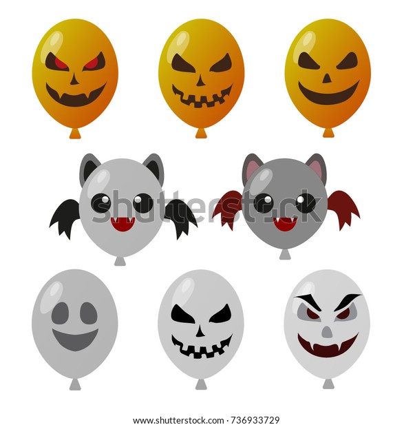 Collection Spooky Halloween Balloons Pumpkin Cute Stock Vector (Royalty ...