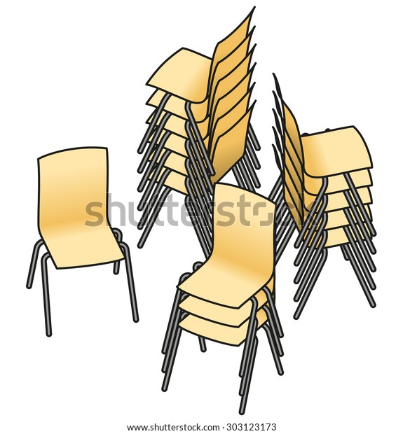 Collection Stacked Chairs Stock Vector (Royalty Free) 303123173 ...
