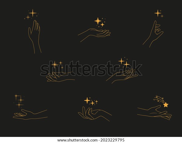 Collection Stars Hands Concept Magic Vector Stock Vector (Royalty Free ...