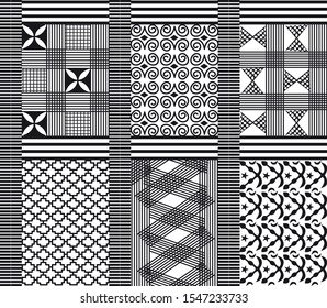 Collection Striped Seamless Geometric Patterns Stock Vector (Royalty ...