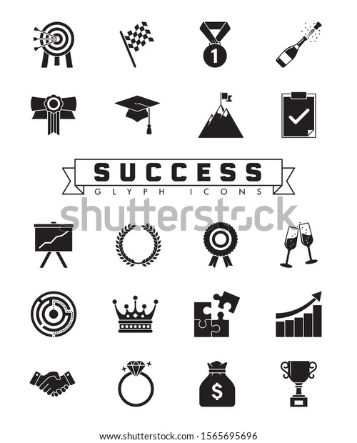 Collection Success Concept Icons Vector Illustration Stock Vector ...