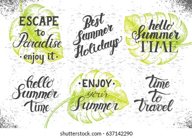 Collection Summer Lettering Set Hand Written Stock Vector (Royalty Free ...