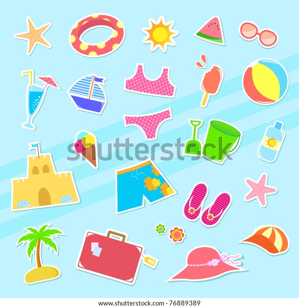 Collection Summer Symbols Stock Vector (Royalty Free) 76889389