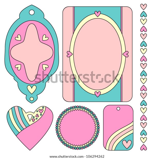 Collection Tags Labels Heart Trim Stock Vector (Royalty Free) 106294262 ...